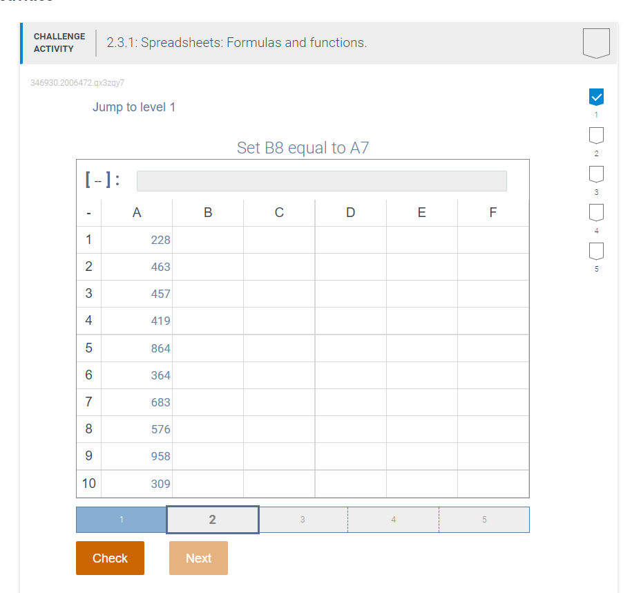 CHALLENGE ACTIVITY 2.3.1: Spreadsheets: Formulas and | Chegg.com CHALLENGE ACTIVITY 2.3.1: Spreadsheets: Formulas and | Chegg.com