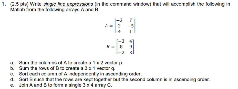 Solved 1 25 Pts Write Single Line Expressions In The