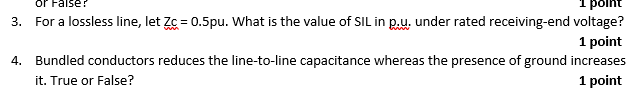 Solved or False? I polht 3. For a lossless line, let Zc = | Chegg.com