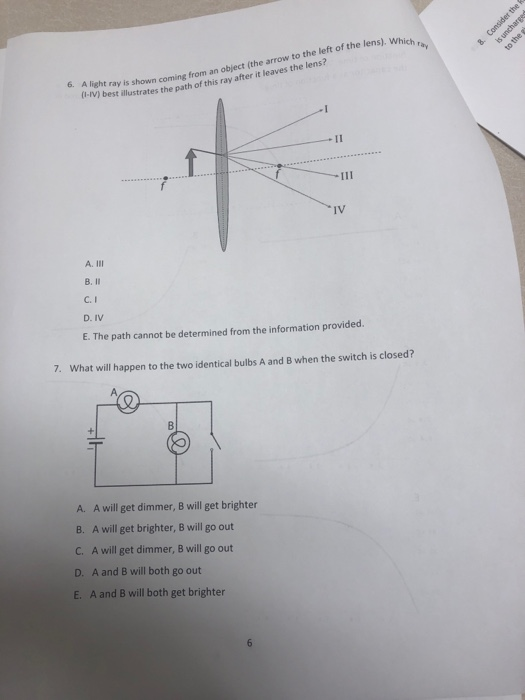 Solved Which ray A light ray is shown coming from an t-) | Chegg.com