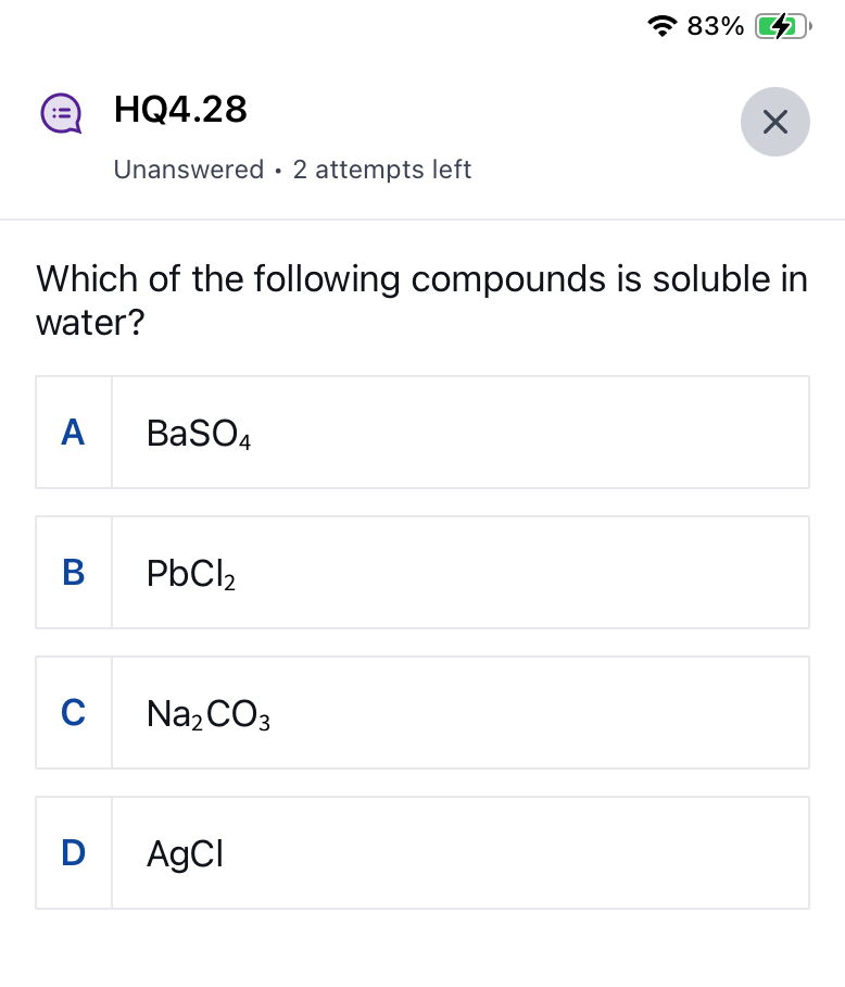 Solved Unanswered *2 ﻿attempts leftWhich of the following | Chegg.com