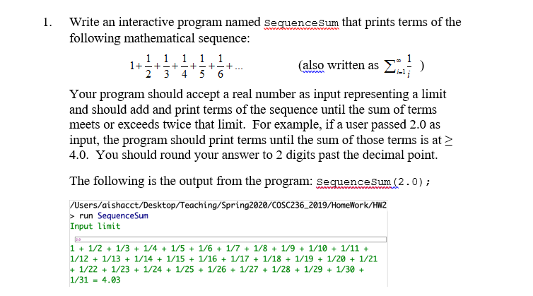 Solved 1. 1+ -+ + - + - +- Write an interactive program | Chegg.com