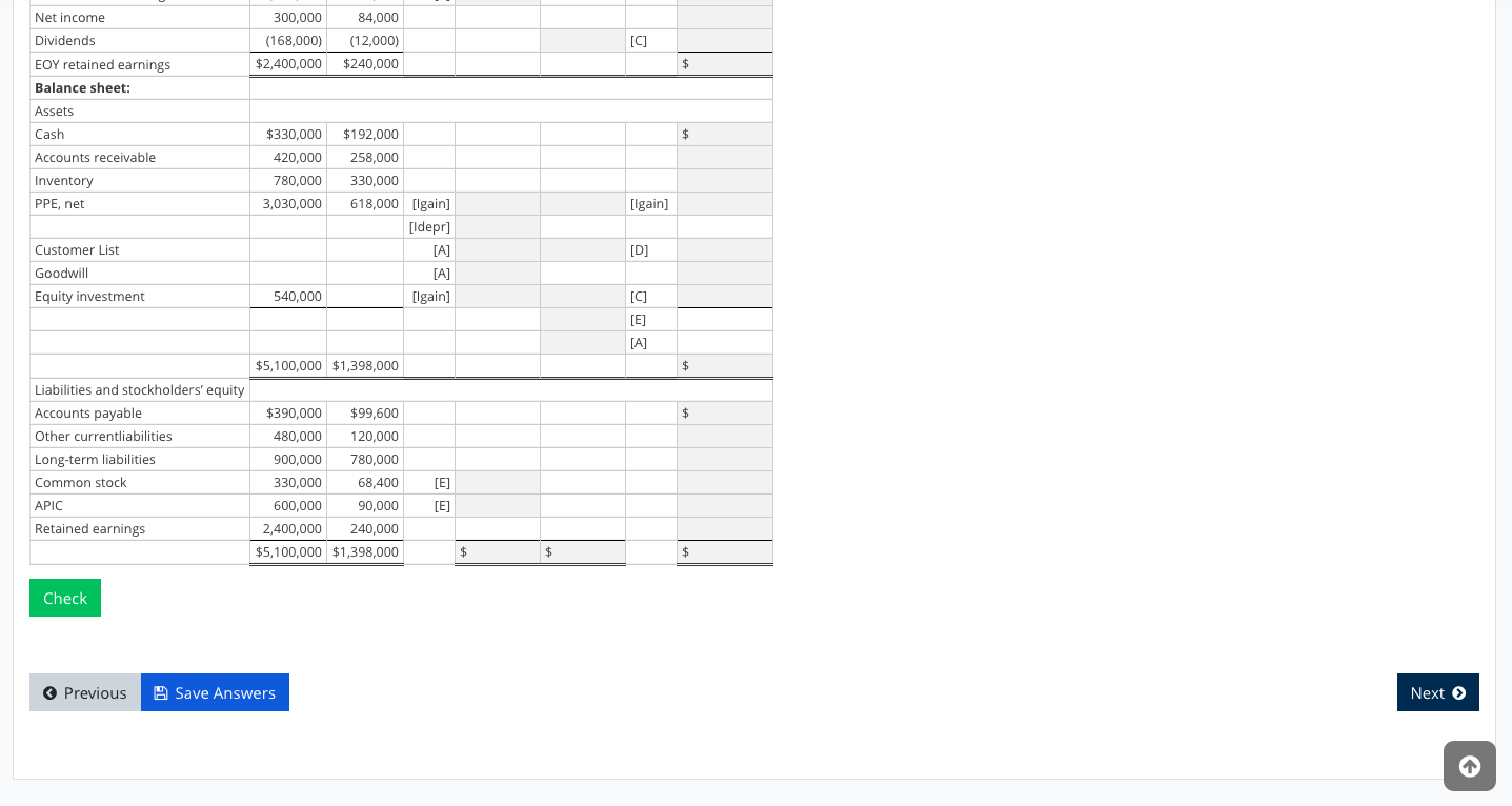 Solved Prepare consolidation spreadsheet for intercompany | Chegg.com