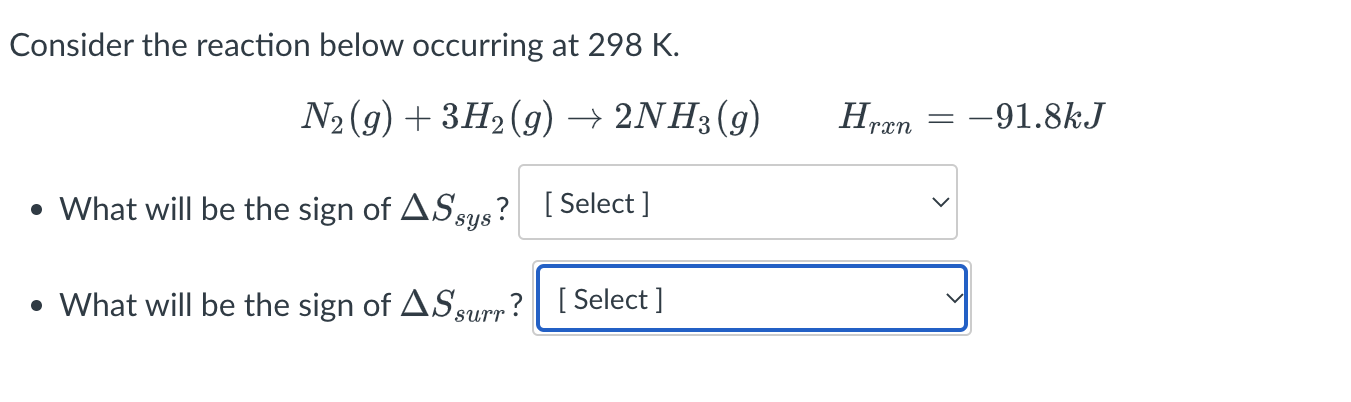 Consider the reaction below occurring at 298 K. | Chegg.com