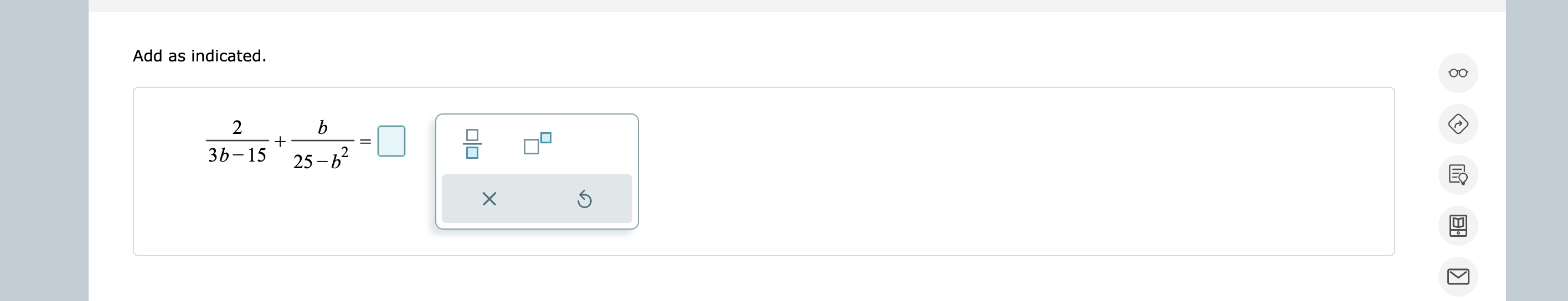 Solved Add as indicated.23b-15+b25-b2= | Chegg.com
