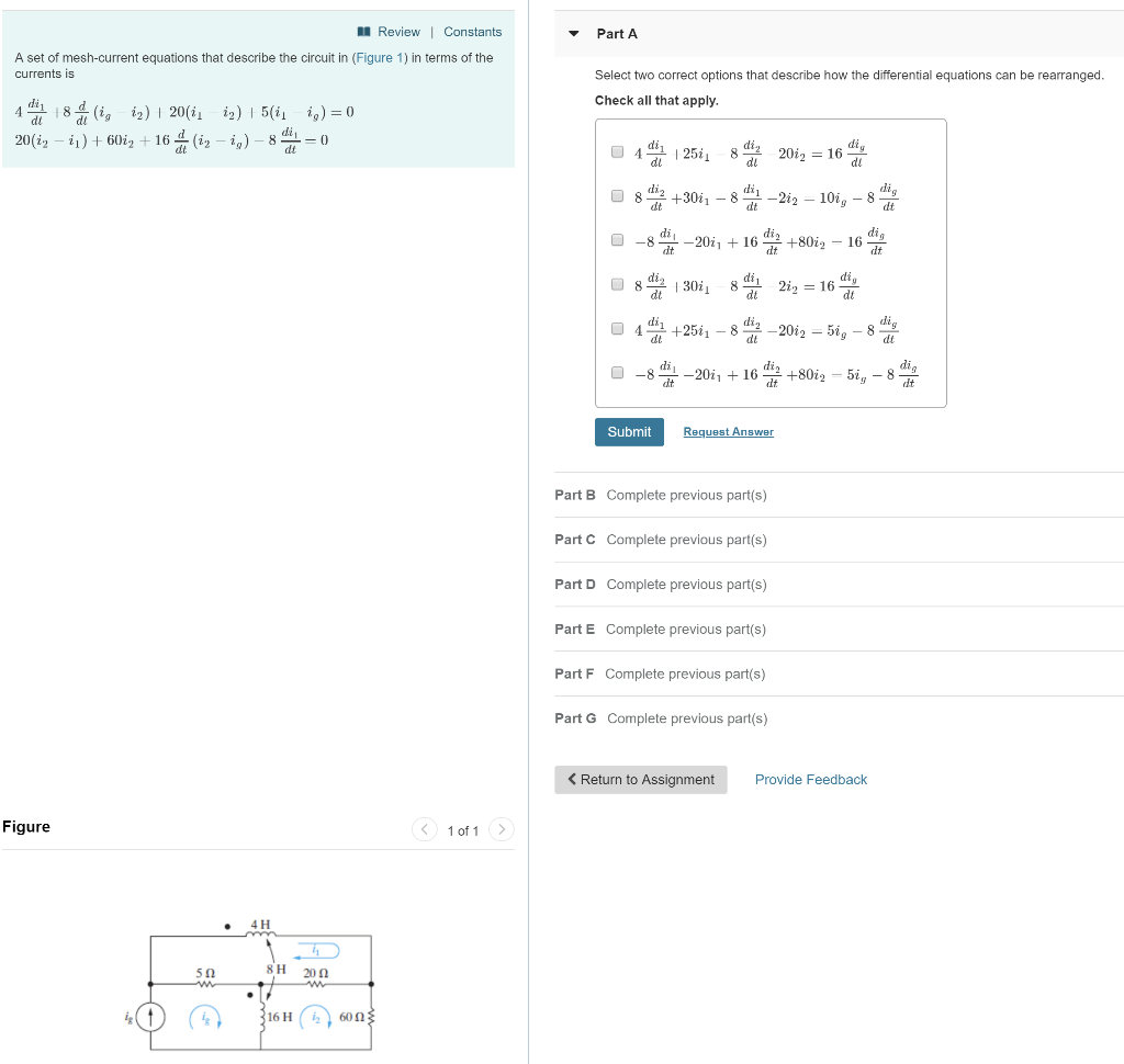 Solved l Review| Constants Part A A set of mesh-current | Chegg.com