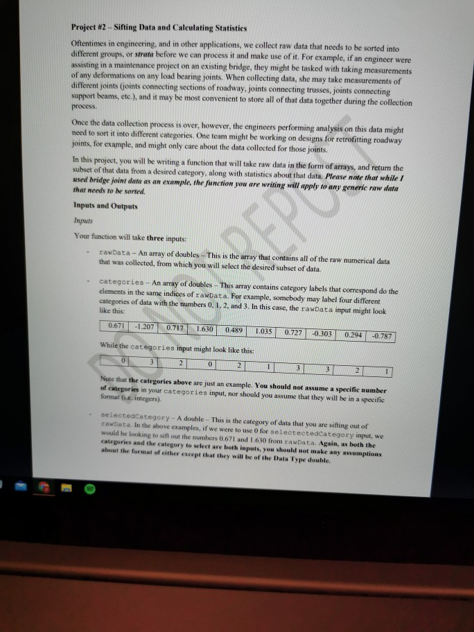 Solved Project #2 - Sifting Data and Calculating Statistics | Chegg.com