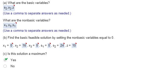 Solved For the given simplex tableau, (a) list the basic and | Chegg.com