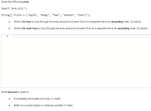 Solved Given the following array: import java.util.*; | Chegg.com