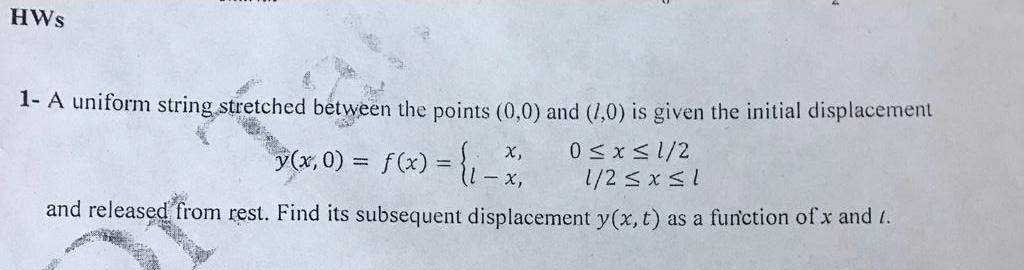 Solved HWs 1- A uniform string stretched between the points | Chegg.com