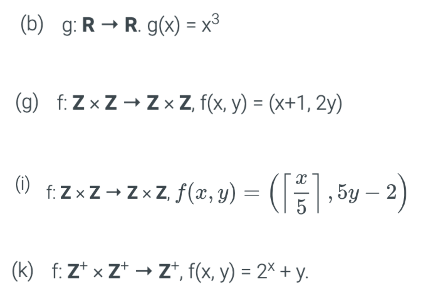 Solved For each of the functions below, indicate whether the | Chegg.com