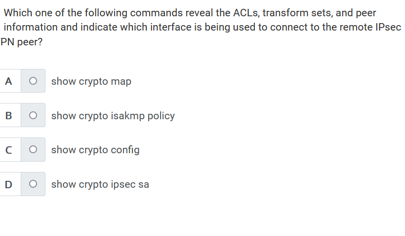 Solved Which one of the following commands reveal the ACLs, | Chegg.com