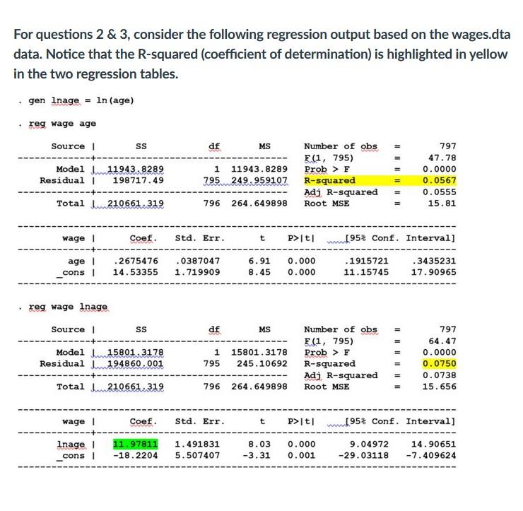 Solved For questions 2 & 3, consider the following | Chegg.com