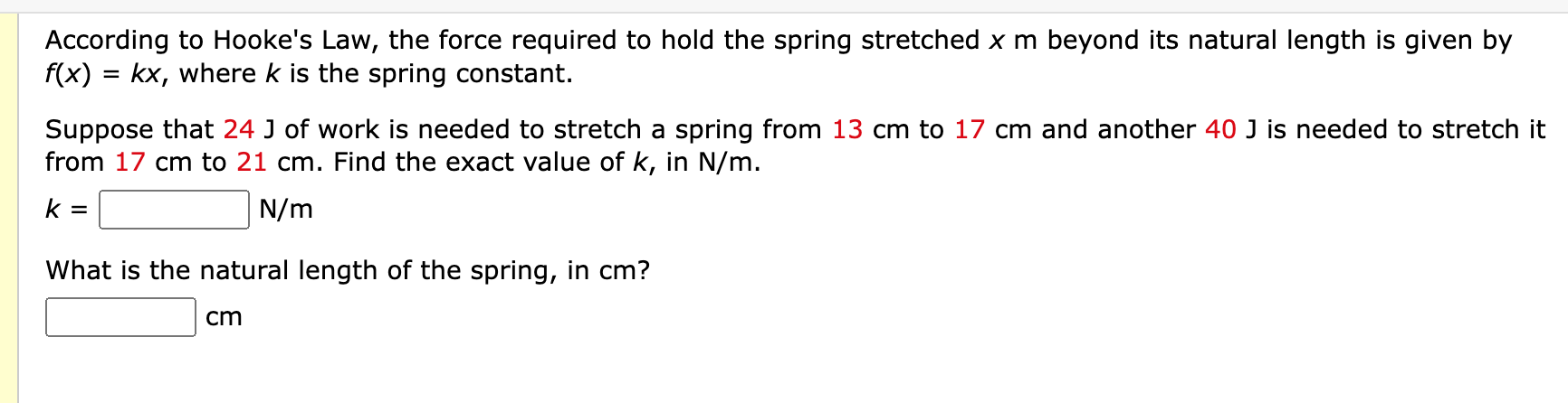 Solved According to Hooke's Law, the force required to hold | Chegg.com