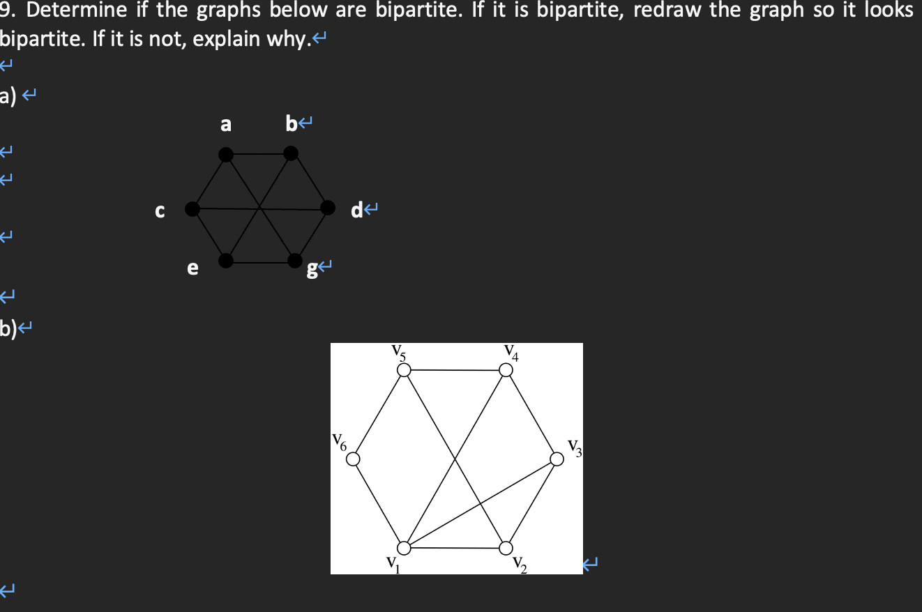 Solved - Determine if the graphs below are bipartite. If it | Chegg.com