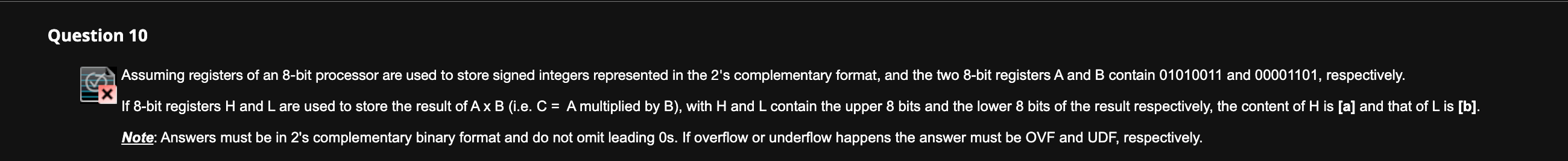 Solved Question 10Assuming registers of an 8-bit processor | Chegg.com