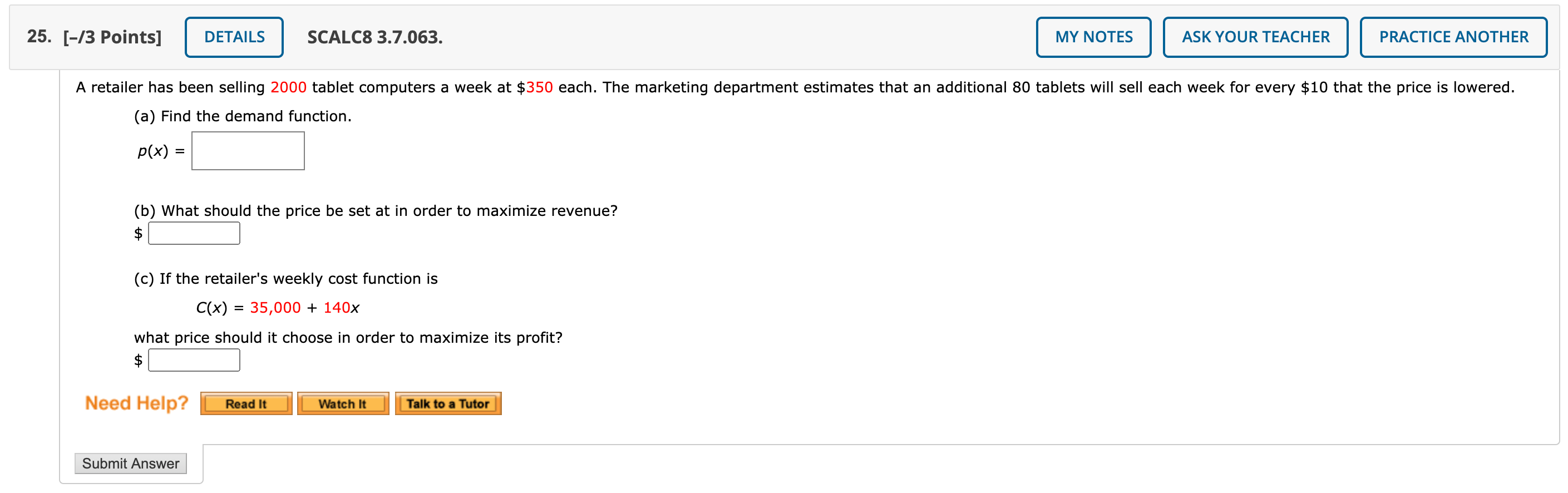 Solved 25. [-73 Points] DETAILS SCALC8 3.7.063. MY NOTES ASK | Chegg.com