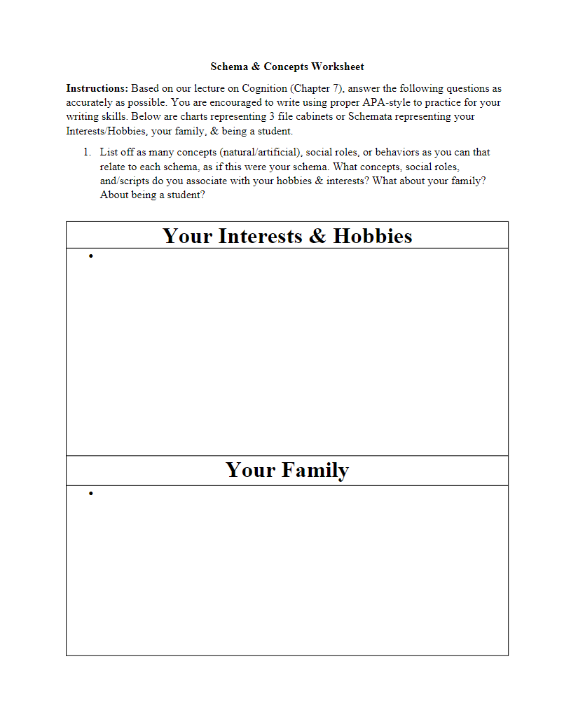 Solved Schema \& Concepts Worksheet Instructions: Based on | Chegg.com