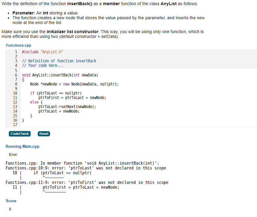 Solved Write the definition of the function insertBack() as | Chegg.com