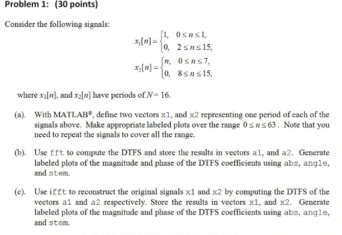 Solved Problem 1: (30 points) Consider the following | Chegg.com