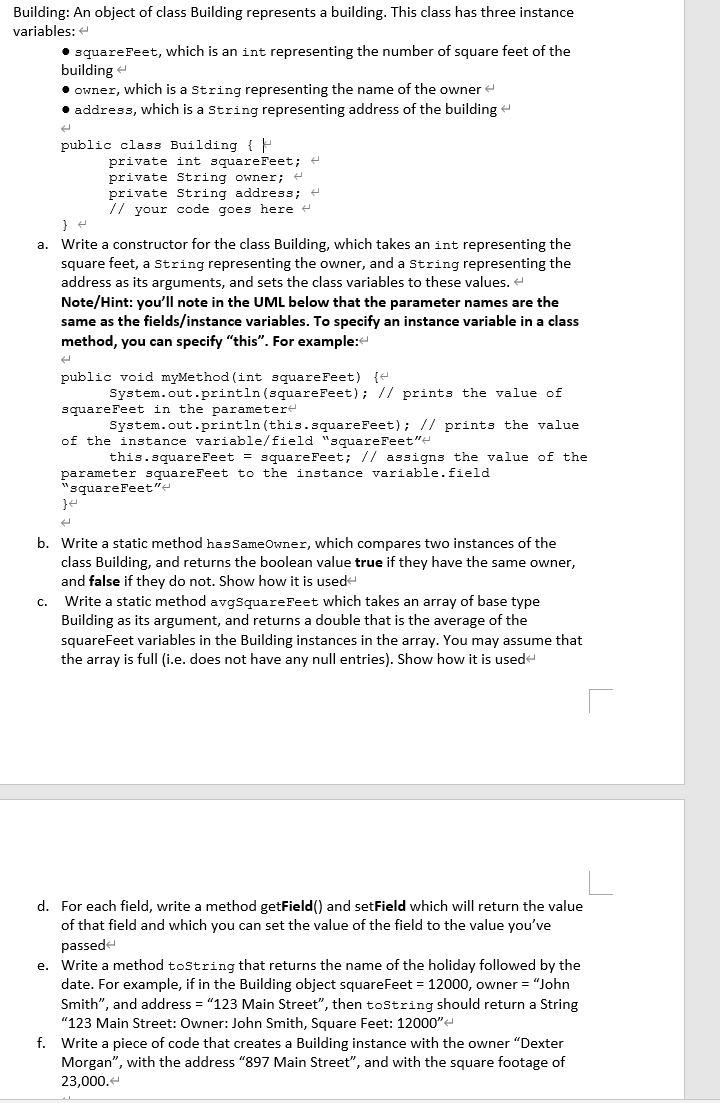 Solved Building: An object of class Building represents a | Chegg.com