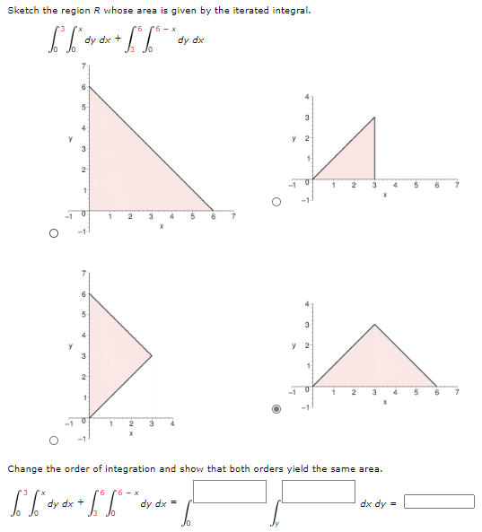 Solved Sketch the region R whose area is given by the | Chegg.com