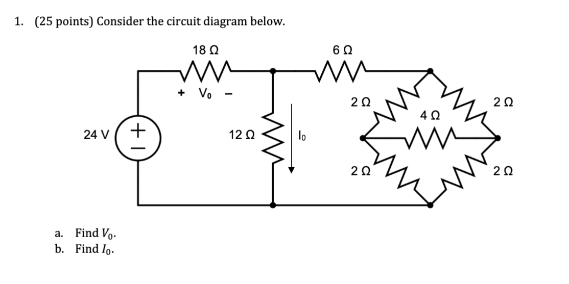 Solved 1. (25 points) Consider the circuit diagram below. a. | Chegg.com