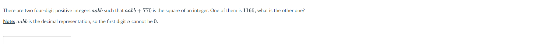 Solved There are two four-digit positive integers aabb such | Chegg.com