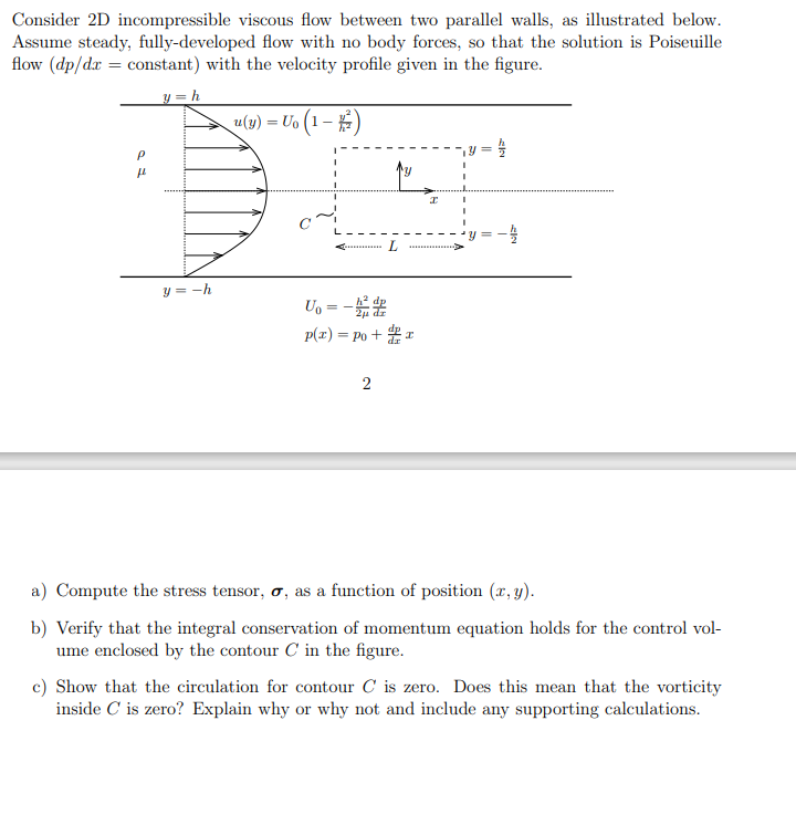 Solved Consider 2D incompressible viscous flow between two | Chegg.com