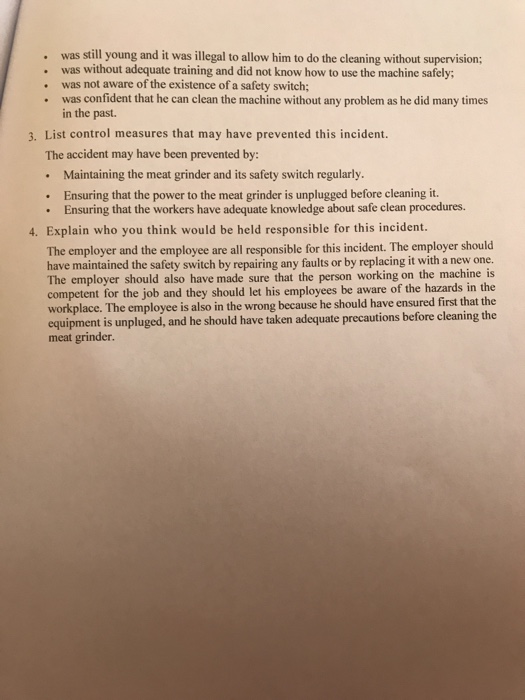 Solved CASE STUDY2 AMPUTATION IN MEAT GRINDER Due Date: | Chegg.com
