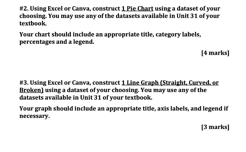 Solved #2. Using Excel or Canva, construct 1 Pie Chart using | Chegg.com
