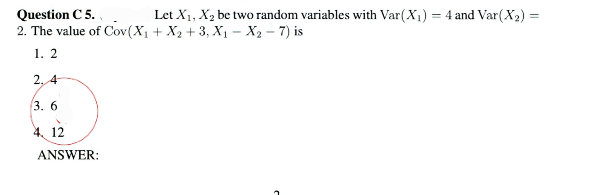 Solved Question C 5. Let X1,X2 be two random variables with | Chegg.com