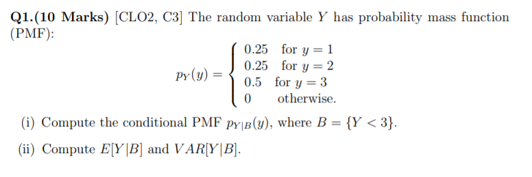 Solved Q110 Marks Clo2 C3 The Random Variable Y Has 