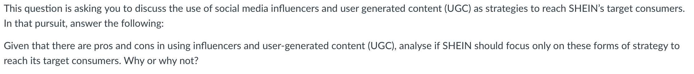 Solved Case Study: Global fashion e-tailer SHEIN has | Chegg.com