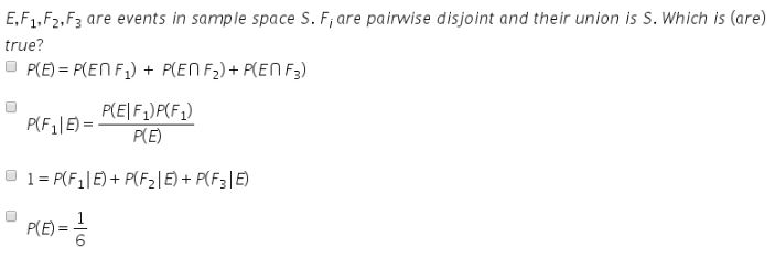 Solved E,F1,F2, F3 are events in sample space S. Fi are | Chegg.com