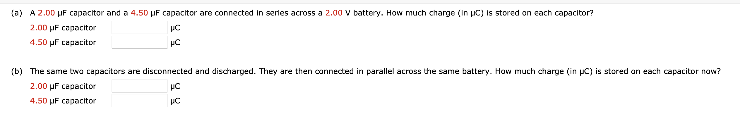 Solved (a) A \\( 2.00 \\mu \\mathrm{F} \\) capacitor and a | Chegg.com