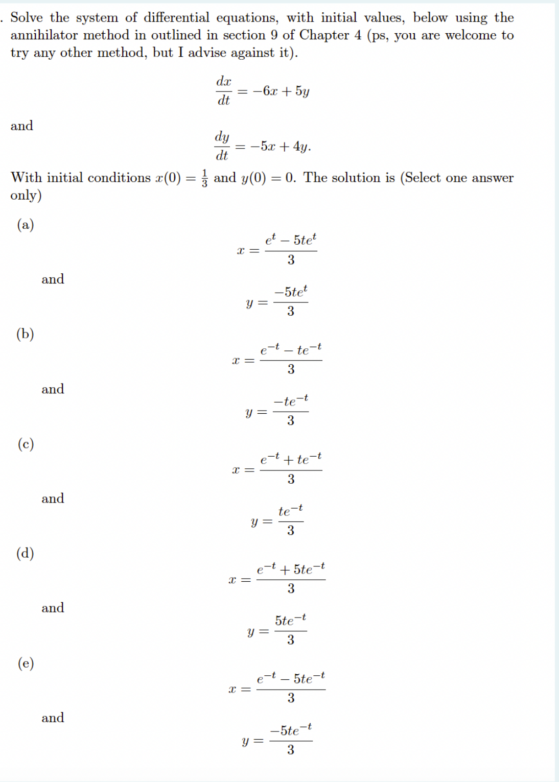 Solved Solve the system of differential equations, with | Chegg.com