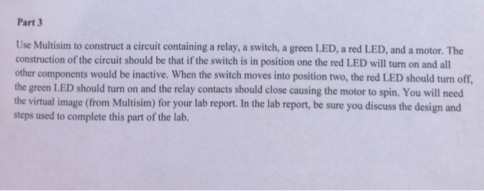 Solved Part 3 Use Multisim to construct a circuit containing | Chegg.com