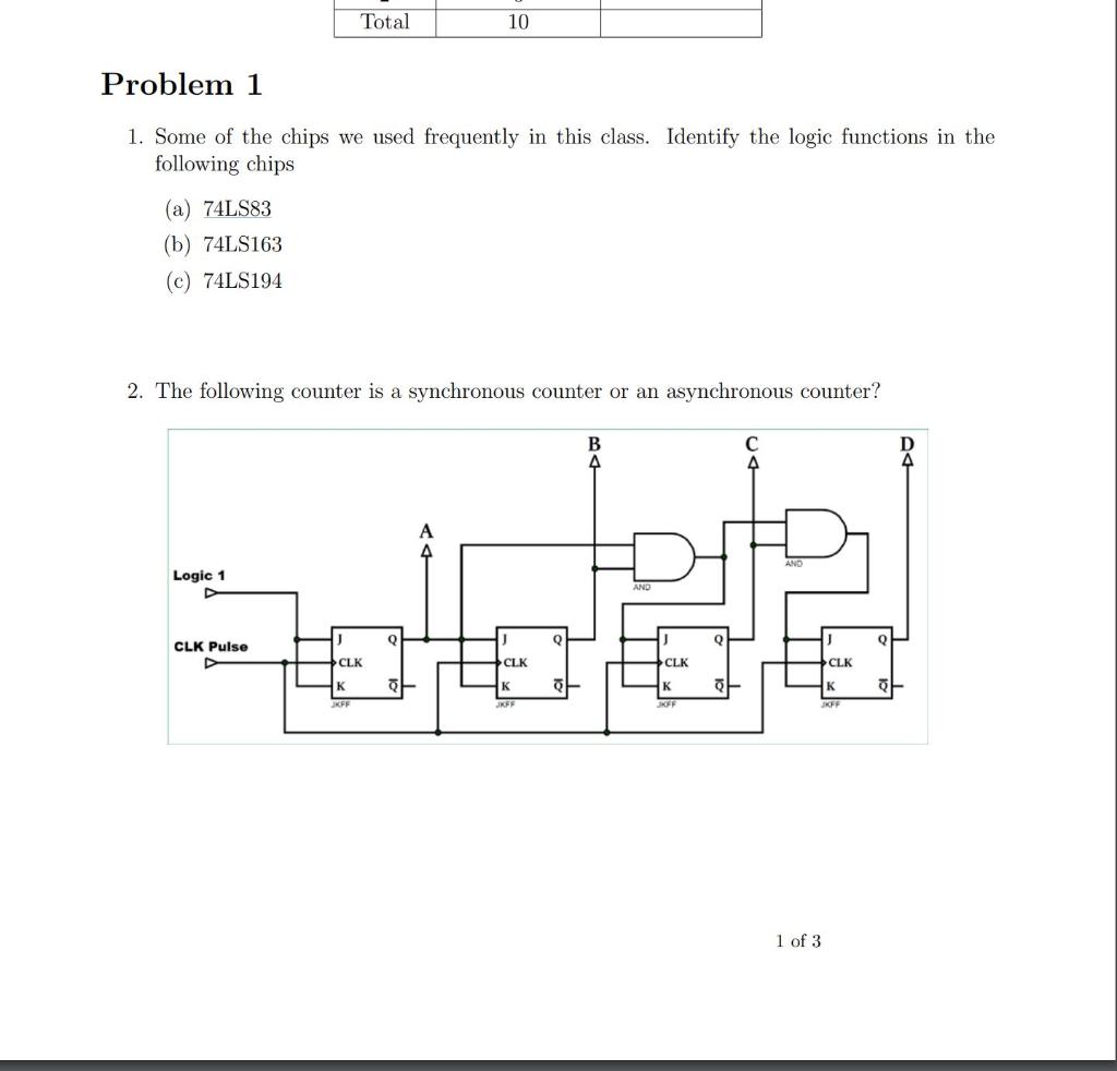 Solved Total 10 Problem 1 1. Some of the chips we used | Chegg.com
