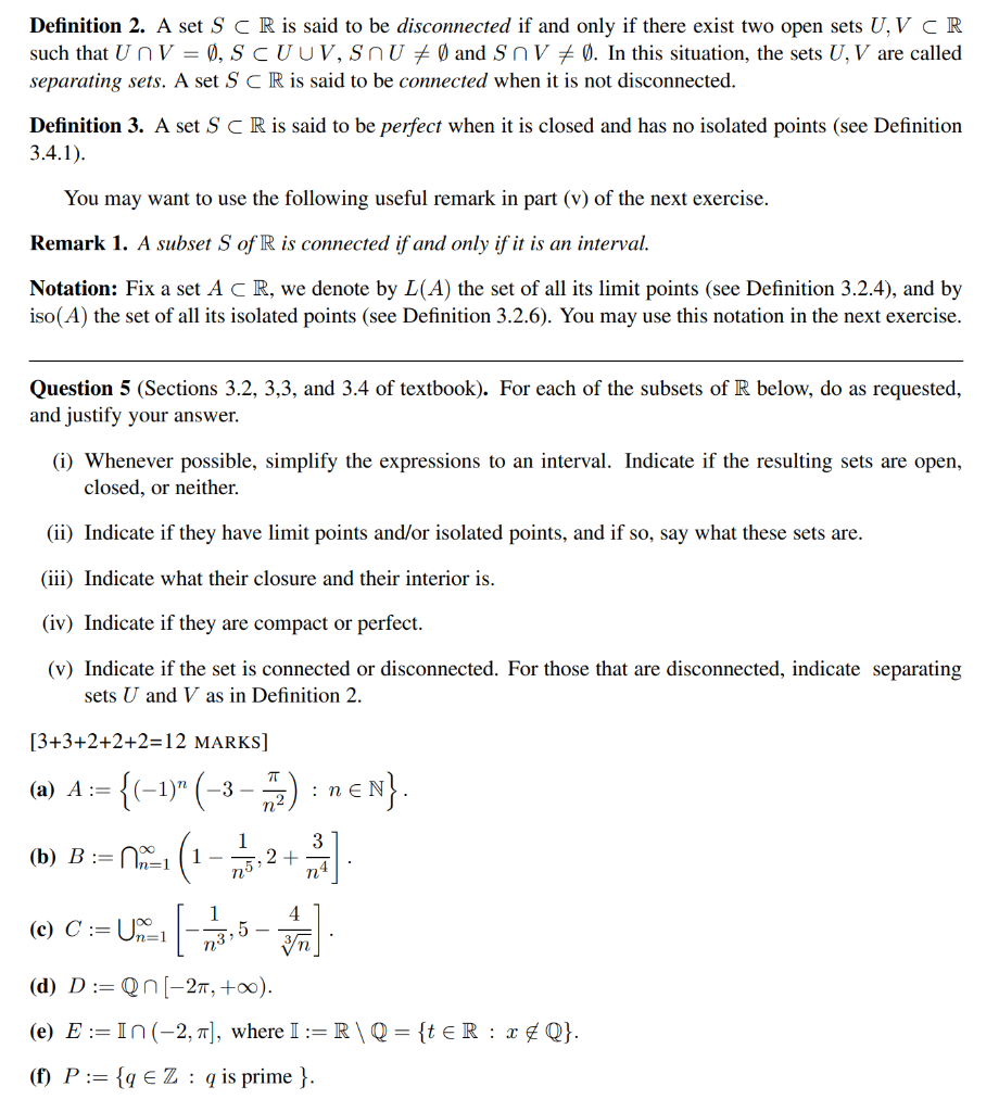 Solved Definition 2. A set SCR is said to be disconnected if | Chegg.com