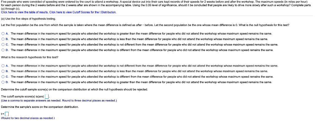 Solved Cutoff Scores for the t Distribution | Chegg.com