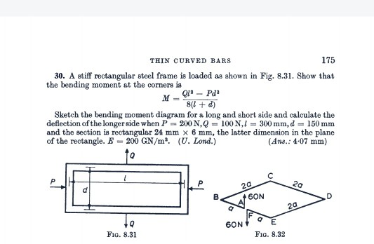 THIN CURVED BARS 175 30. A stiff rectangular steel | Chegg.com