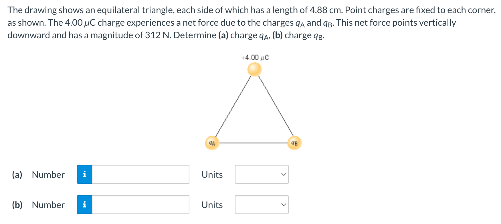 Solved The drawing shows an equilateral triangle, each side | Chegg.com