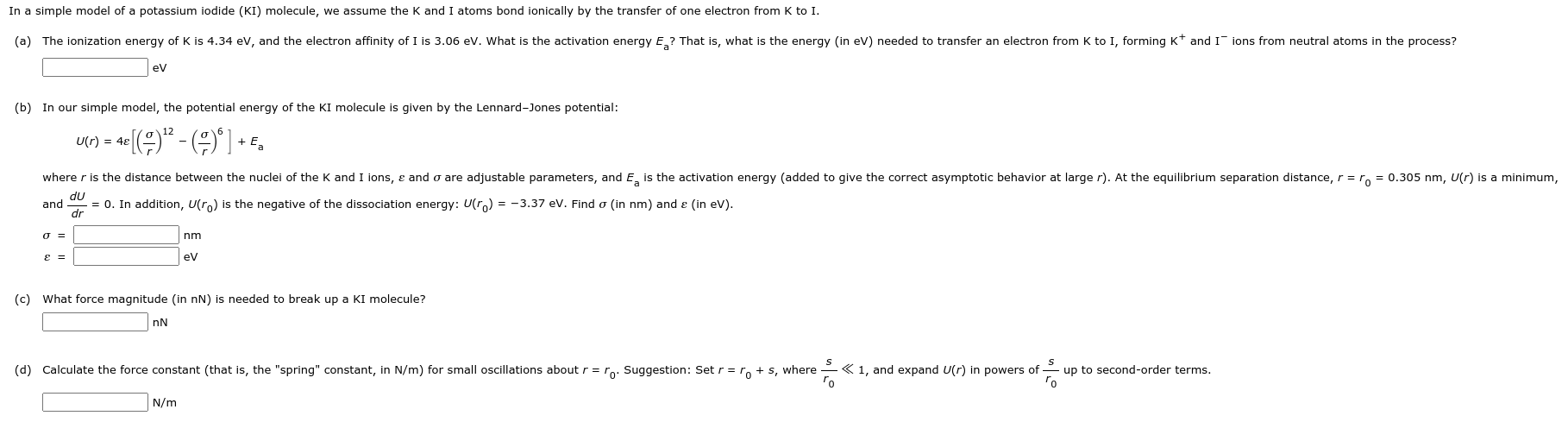 In a simple model of a potassium iodide (KI) | Chegg.com