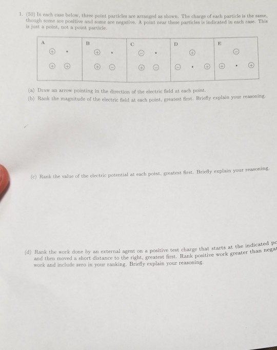 Solved 1. (50) In each case below, three point particles are | Chegg.com