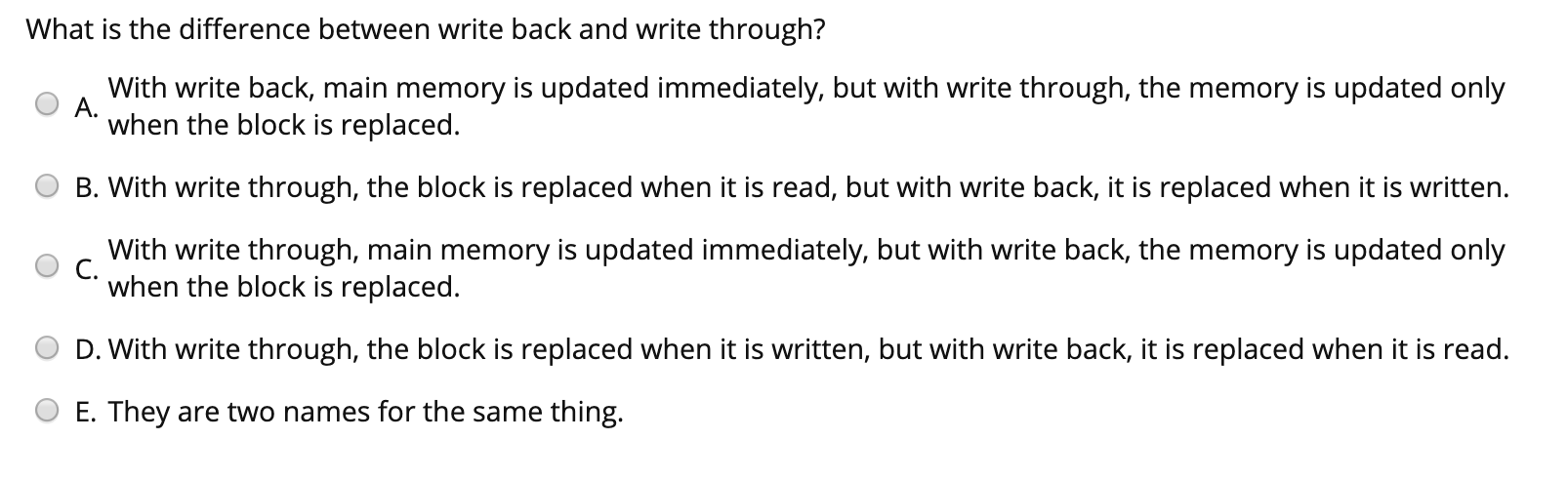 Solved What is the difference between write back and write | Chegg.com