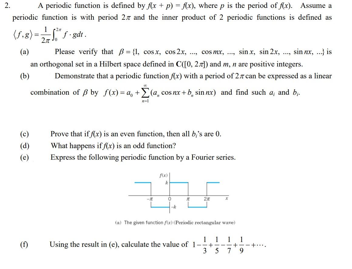 Solved A periodic function is defined by f(x+p)=f(x), where | Chegg.com