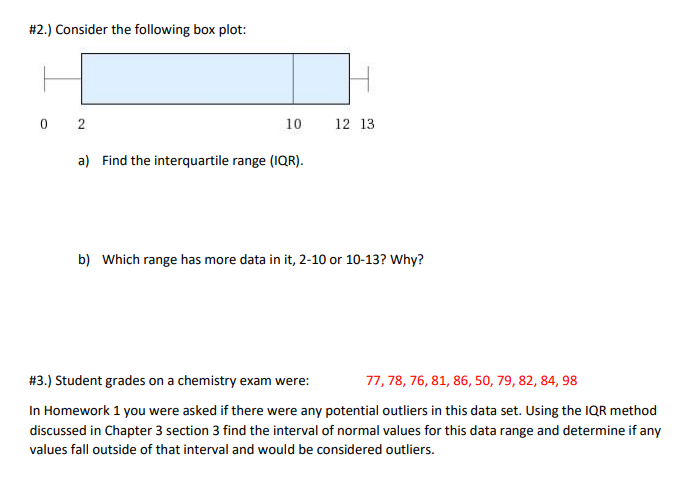 Solved \#2.) Consider the following box plot: a) Find the | Chegg.com