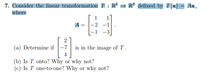 Solved Consider the linear transformation T : R 2 → R 3 | Chegg.com