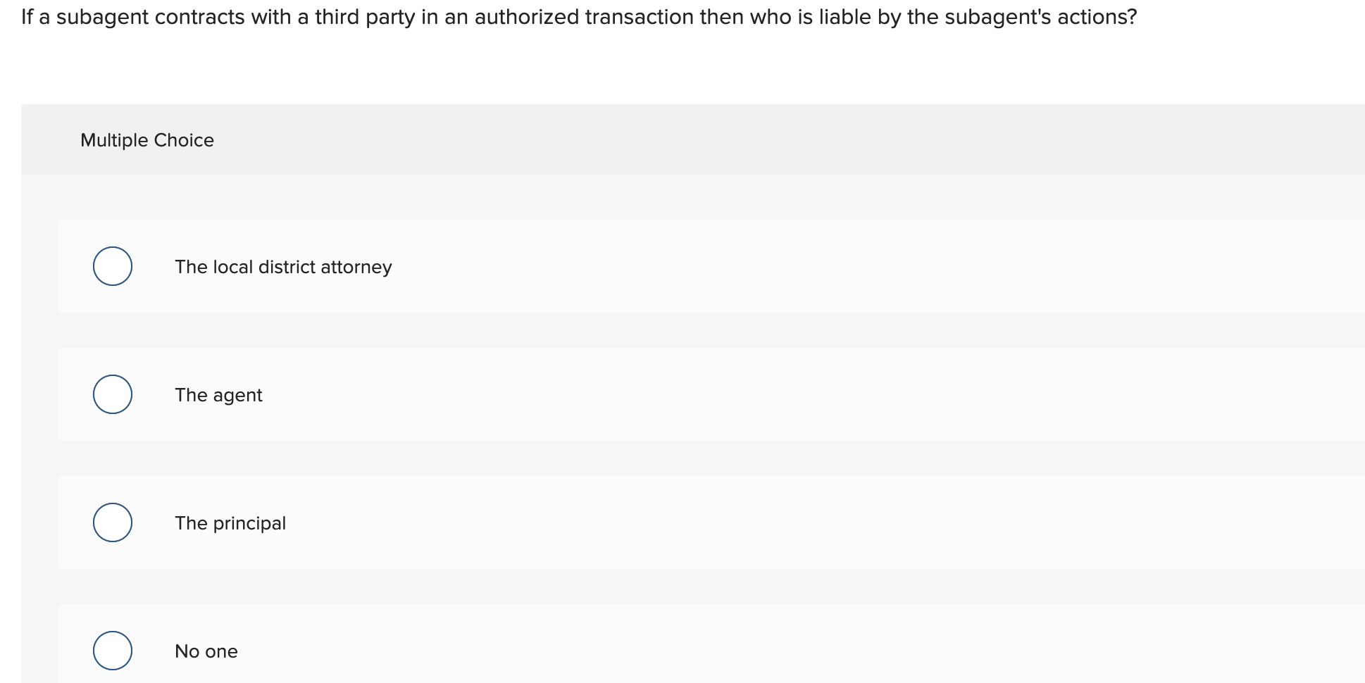 Solved If a subagent contracts with a third party in an | Chegg.com